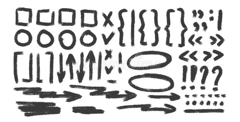 Black Check Marks, Arrow Doodle Set. Charcoal Underlines, Quotation ...