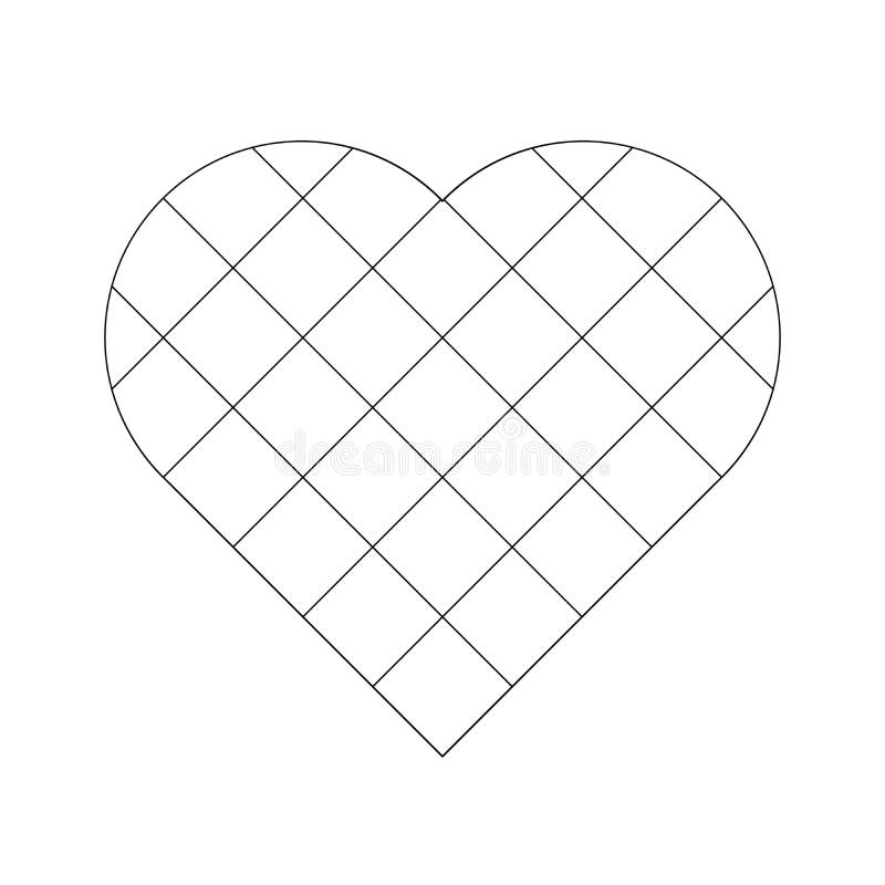Black Checkered Heart. Square Grid in Diagonal Arrangement Stock Vector ...