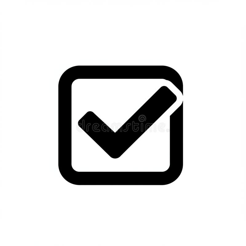 Black Checkmark Inside a Black Square Box Against a White Background ...