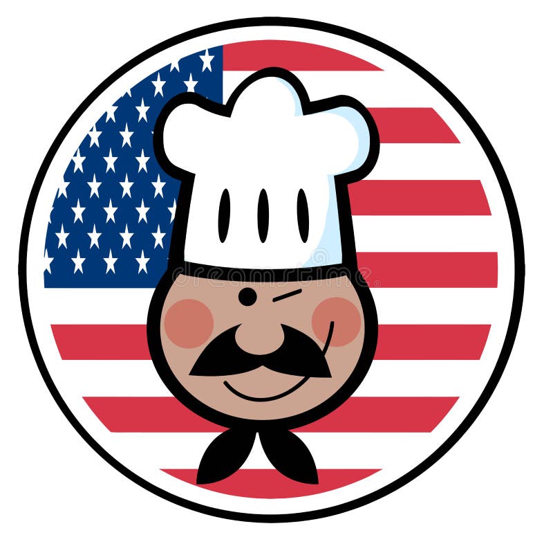 Black Chef Face Over an American Flag Circle Stock Vector ...