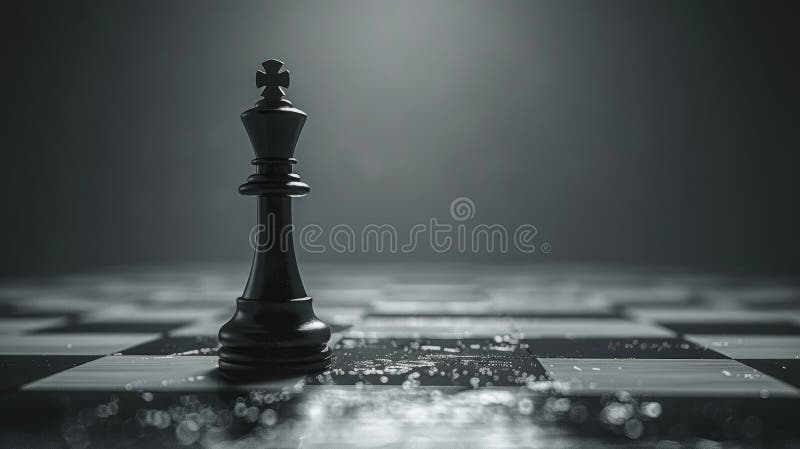 Black Chess King on a Chessboard, Symbolizing Strategy and Power. Stock ...