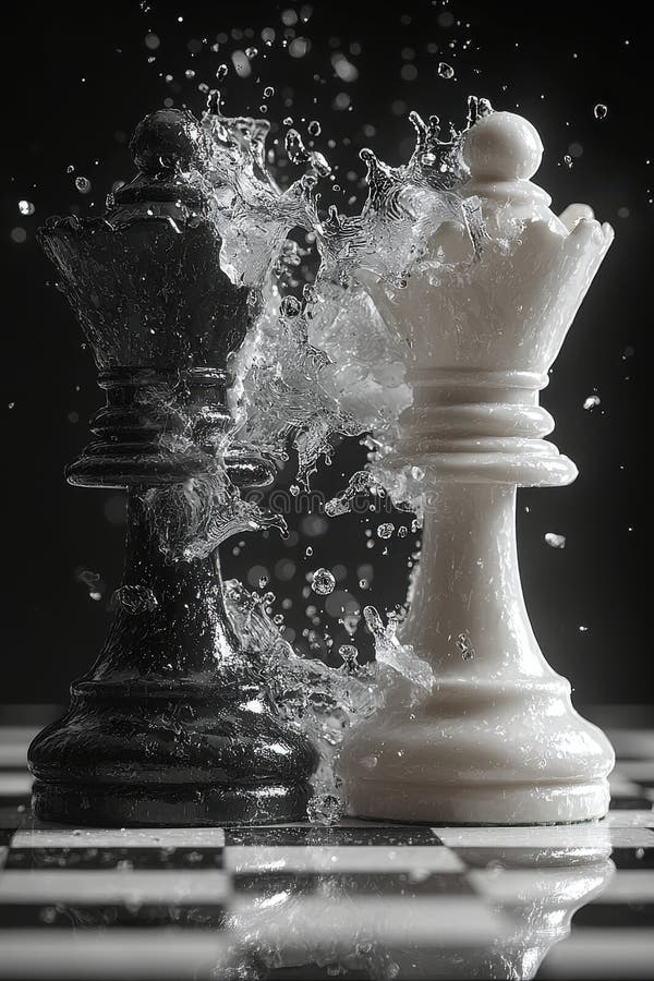 Black Chess King with Dramatic Explosion Effect on a Chessboard Stock ...