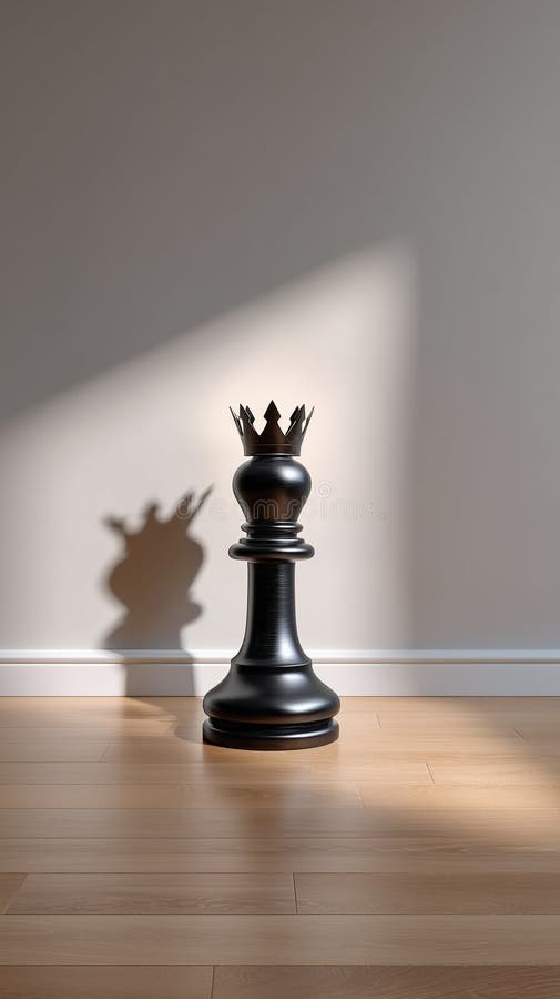 Black Chess King Piece Positioned on Smooth Wooden Surface, Crown ...
