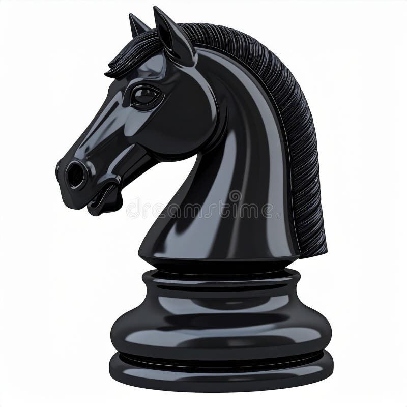 Black Chess Knight Piece on White Background Stock Illustration ...
