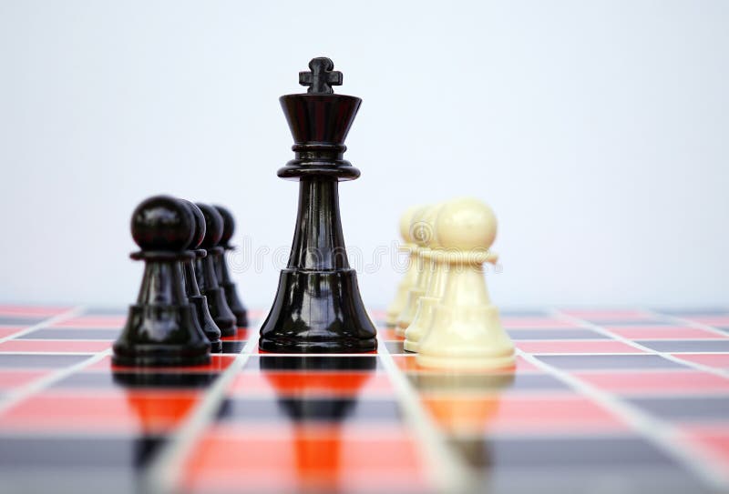 Chess king and pawns stock image. Image of play, chessboard - 121510893