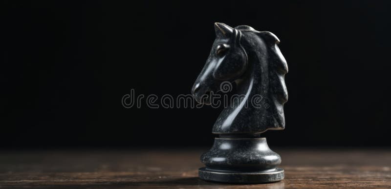 A Black Chess Piece with a Horse Head on it Stock Image - Image of ...
