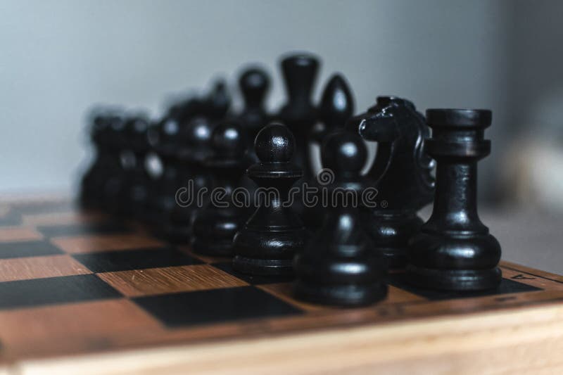 Chess Board with Chess Pieces on a Gray Background Stock Image - Image ...