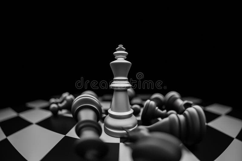 The Black Chess Pieces Falling Around the White Chess King are ...