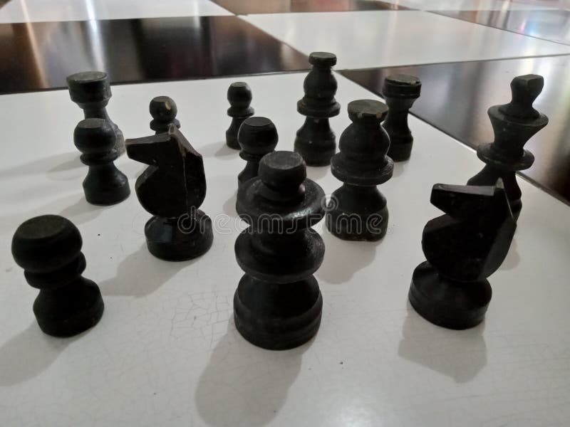 Black Chess Pieces on the Chess Floor Stock Image - Image of white ...