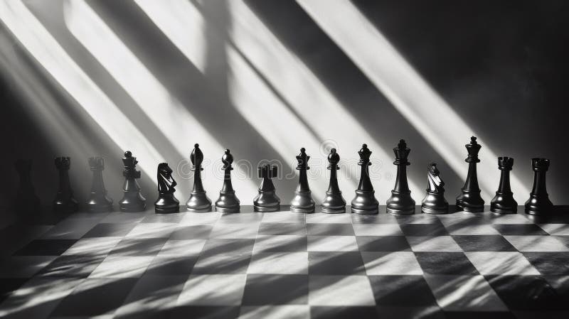 Black Chess Pieces Standing Board Dramatic Lighting Stock Photos - Free ...