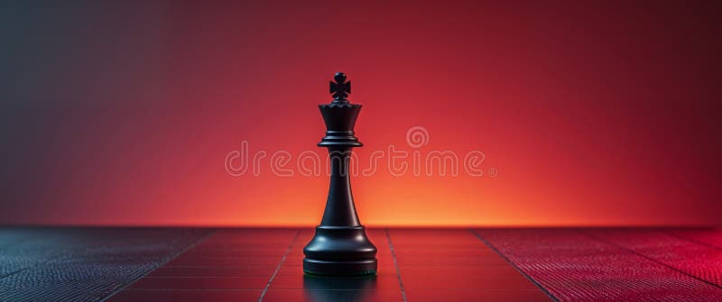 Black Chess Queen Stands Confidently on the Red Chessboard with a ...