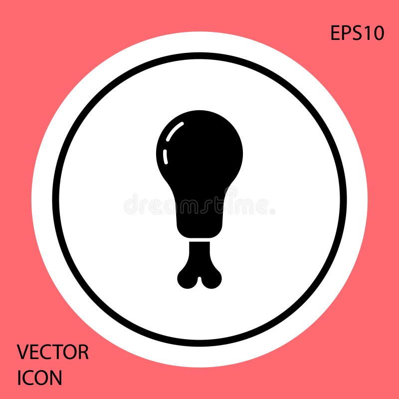Black Chicken Leg Icon Isolated on Red Background. Chicken Drumstick ...