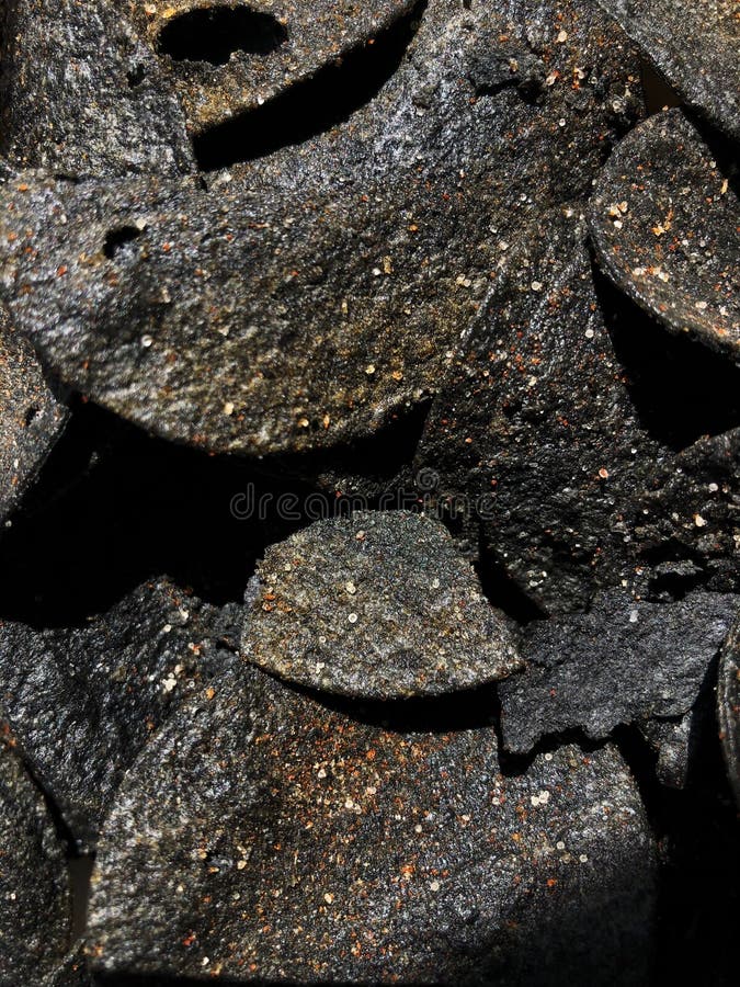 Black Chips with Thai Pepper Close Up Stock Photo - Image of chips ...