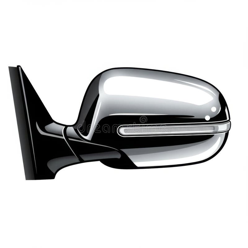 Black and Chrome Car Side Mirror with Turn Signal Stock Illustration ...