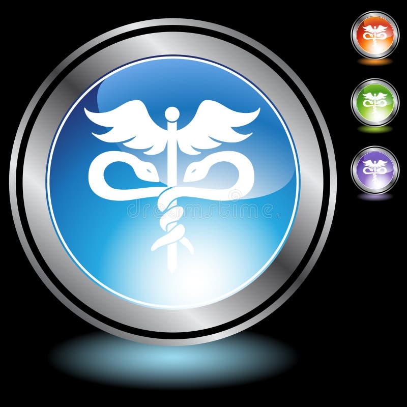Caduceus Icon stock vector. Illustration of round, healthcare - 9584839