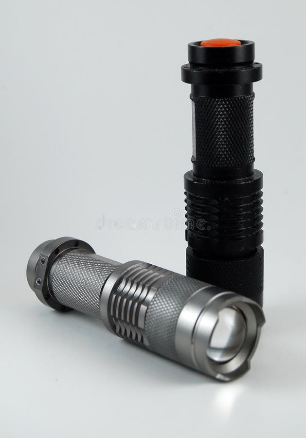 Black and Chrome Mini Metal Flashlights Stock Photo - Image of colored ...
