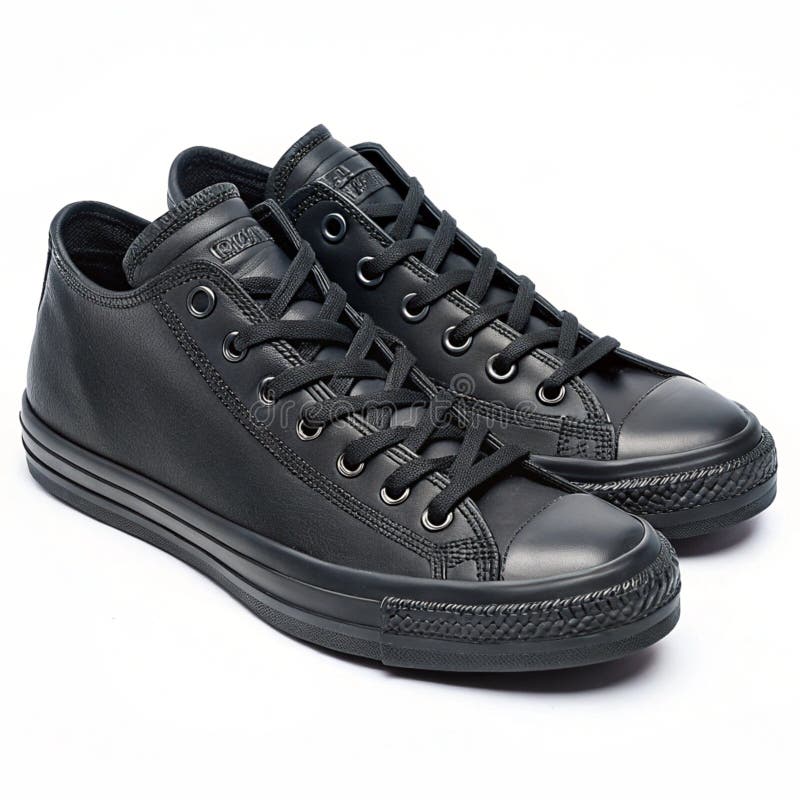 Black Chuck Shoes on White Background Stock Illustration - Illustration ...