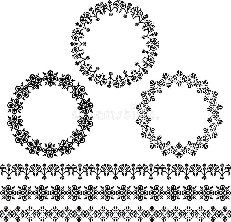 Black Circle Frames and Border Patterns Stock Vector - Illustration of ...