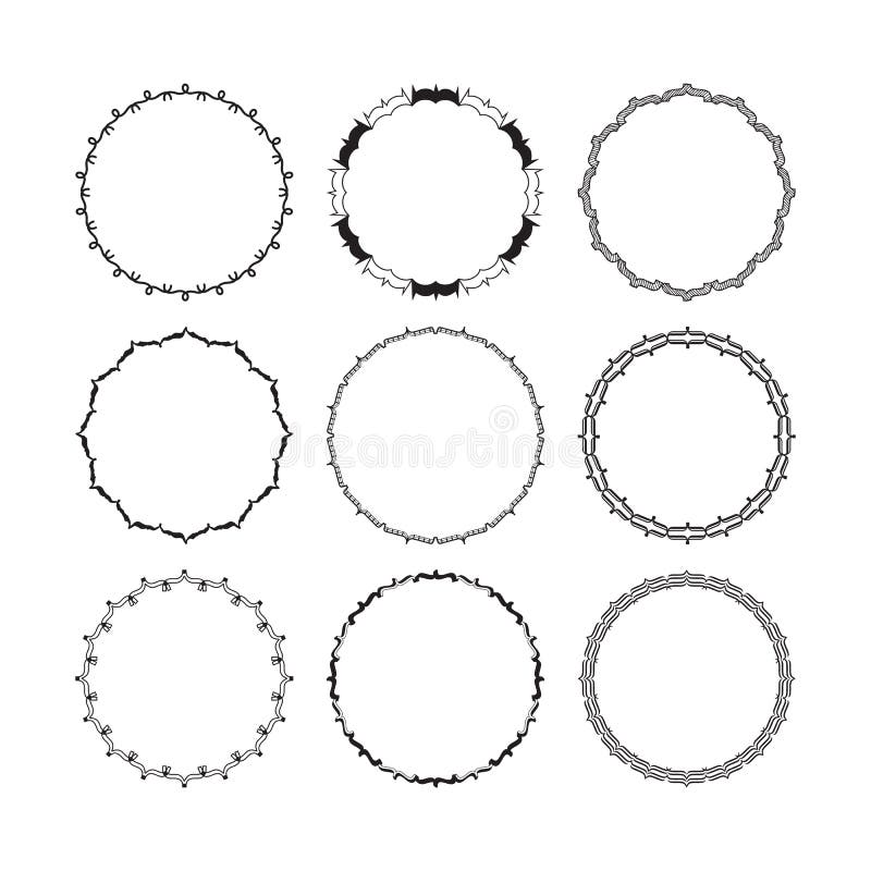 Black Circle Hand Drawn Blank and Empty Emblem Set Design Elements ...