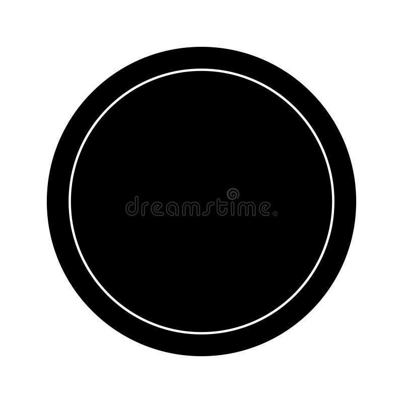 Black Circle Icon. Solid Shape with Outline. Vector Contrast Emblem ...
