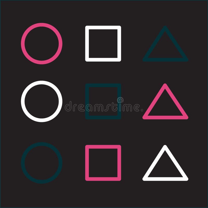 Black Circle Triangle Square Symbol with Black Background Stock Vector ...