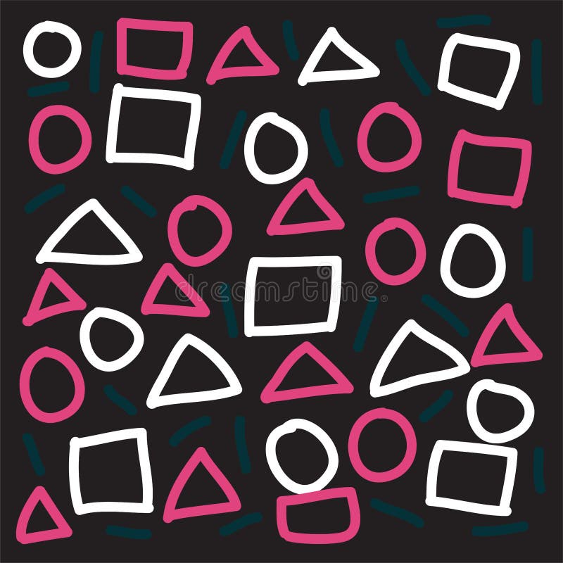 Black Circle Triangle Square Symbol with Black Background Stock Vector ...