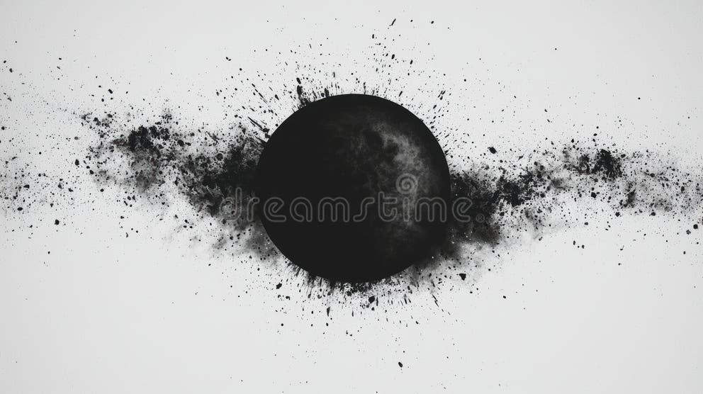 A Black Circle with a White Outline is Surrounded by a Black Cloud of ...