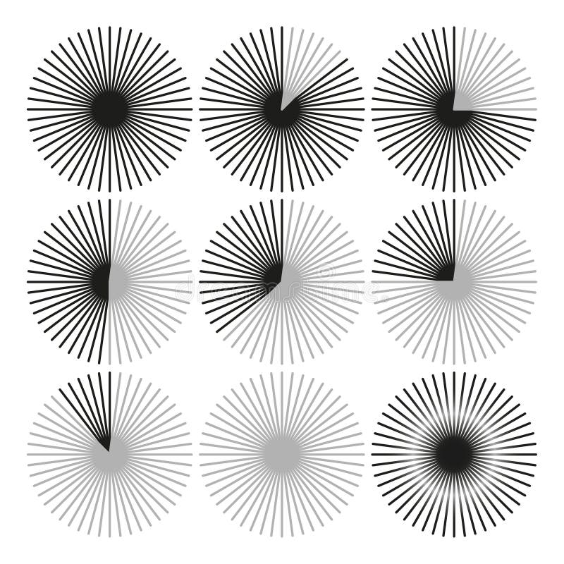 Black Circles Rays. Black Background. Abstract Geometric Round Shape ...