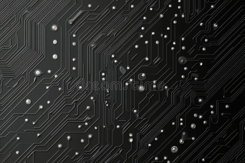 Black Circuit Board with Electronic Pathways and Components Stock Photo ...
