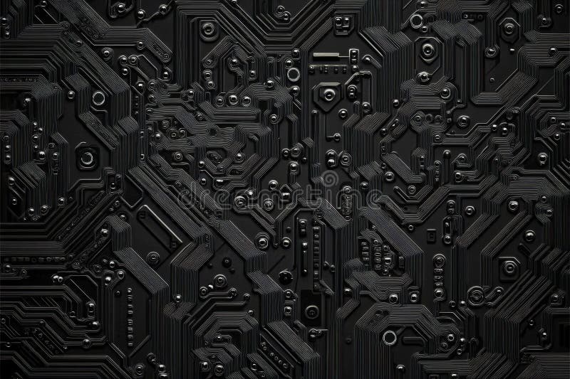 Black Circuit Board with Electronic Pathways and Components Stock ...