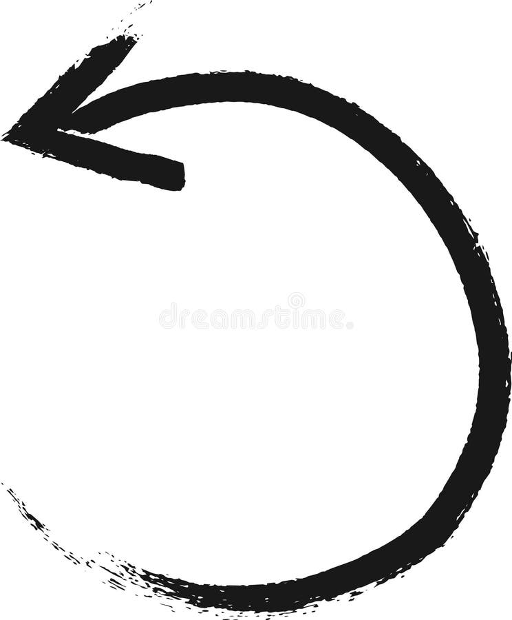 Black Circular Arrow Drawn with a Rough Brush Stroke Symbolizes ...