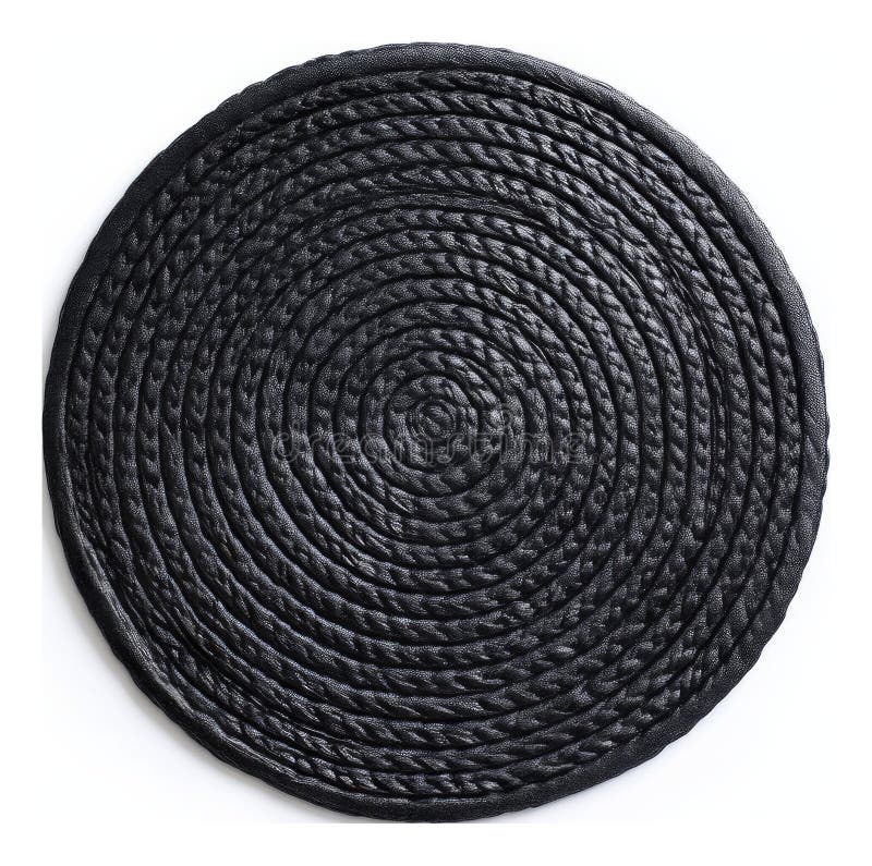 Black Circular Braided Rope Pattern Against Black Background, Texture ...
