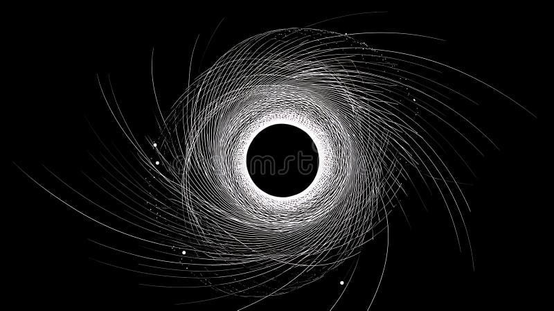 A Black Circular Center is Surrounded by Dynamic White Lines Spiraling ...