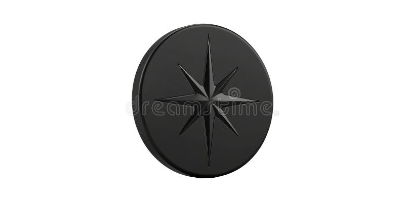 Black Circular Emblem with Compass Star Design. Symbol of Navigation ...