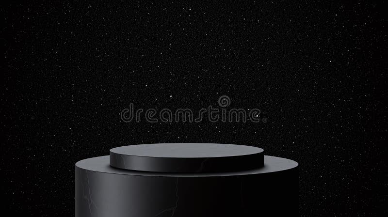 Black Circular Platform Set Against a Starry Night Sky Stock ...