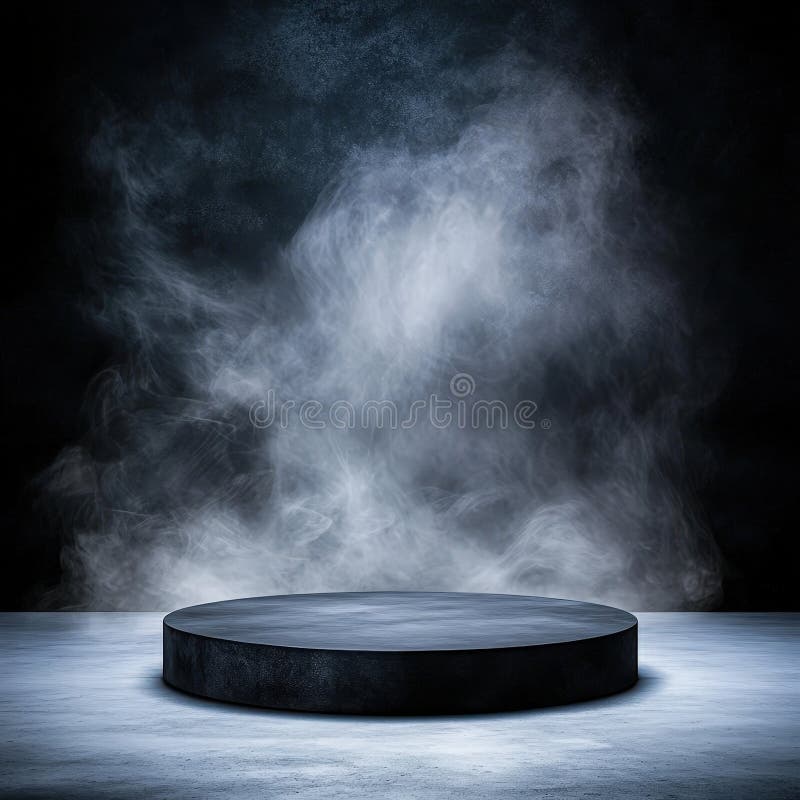 Black Circular Platform with Smoke Effect. Stock Illustration ...