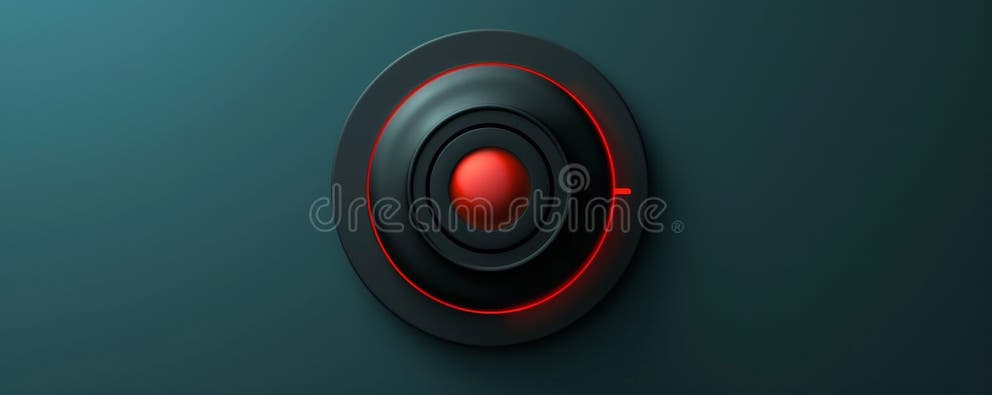 Black Circular Volume Controller with Red Glow on Dark Background Stock ...