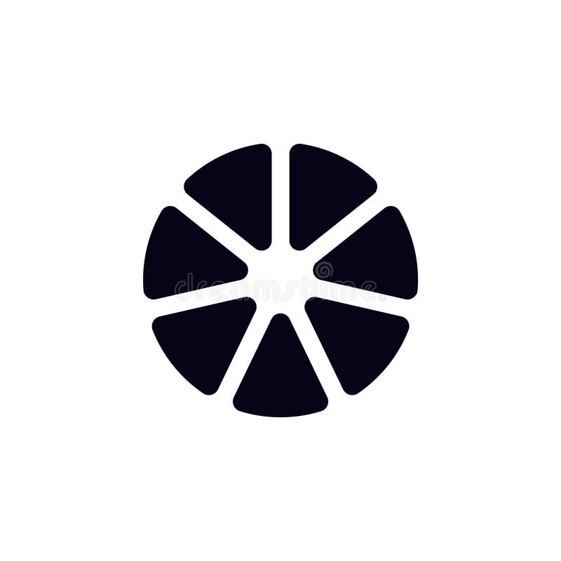 Black Citrus-inspired Abstract Icon with Eight Segments in Circular ...