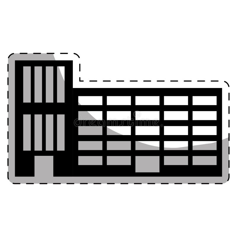 Black City School Building Line Sticker Stock Illustration ...