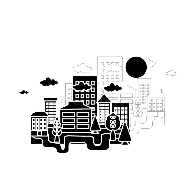 Black city stock illustration. Illustration of architectural - 38898554