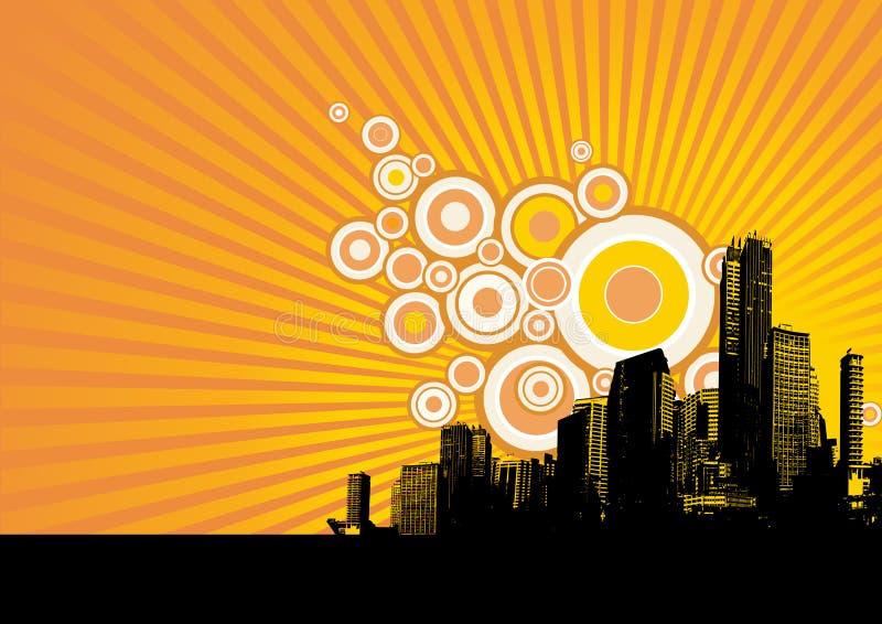 Yellow City with Reflection. Stock Vector - Illustration of gradient ...