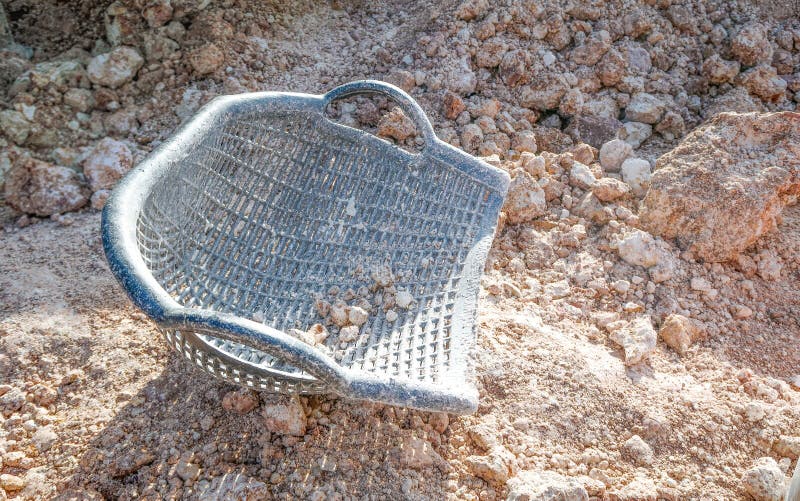 Black Clam-shell Shaped Basket on Soil Pile Stock Photo - Image of dump ...