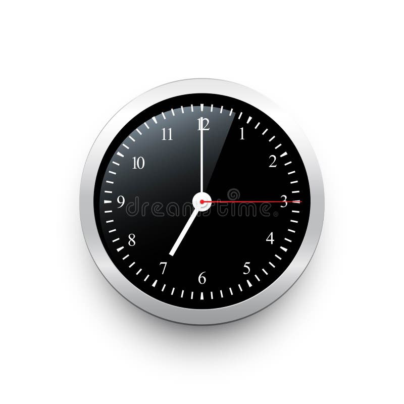 Black Classic Clock with Silver Border. Vector Black Clock Template ...