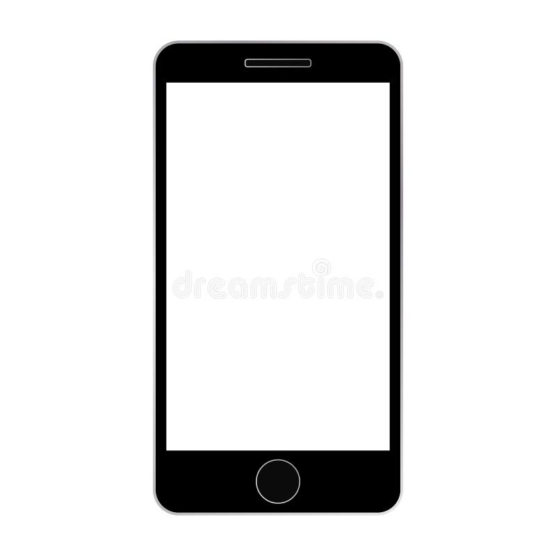 Black Classic Mobile Phone Icon with Button and Empty White Screen ...