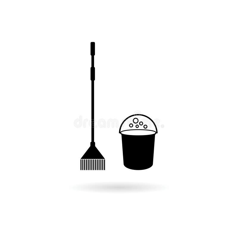 Cleaning Icon with Shadow Isolated on White Background Stock Vector ...