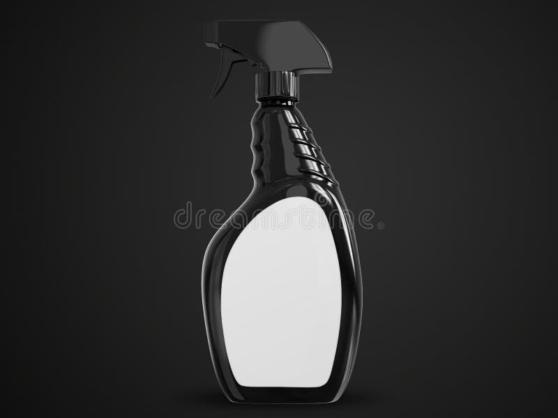 Black Cleaning Spray Bottle Mockup Side View Stock Image - Image of ...