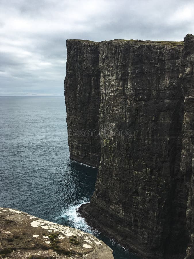 Black Cliffs Formation in the Atlantic Ocean, Faroe Islands Stock Image ...