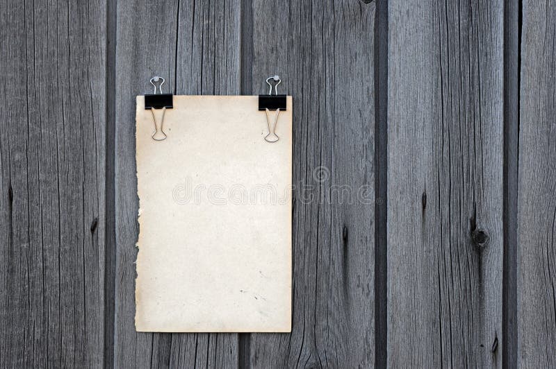 Black Clip and Old Blank Note Paper Hang Stock Image - Image of sign ...