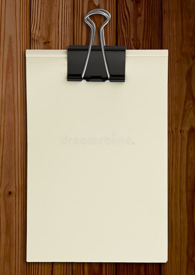 Black Clip and White Blank Note Paper Stock Image - Image of memo ...