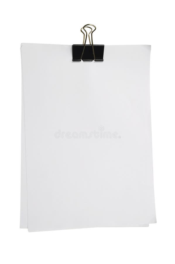 Black Clip and White Blank Note Paper Stock Photo - Image of white ...